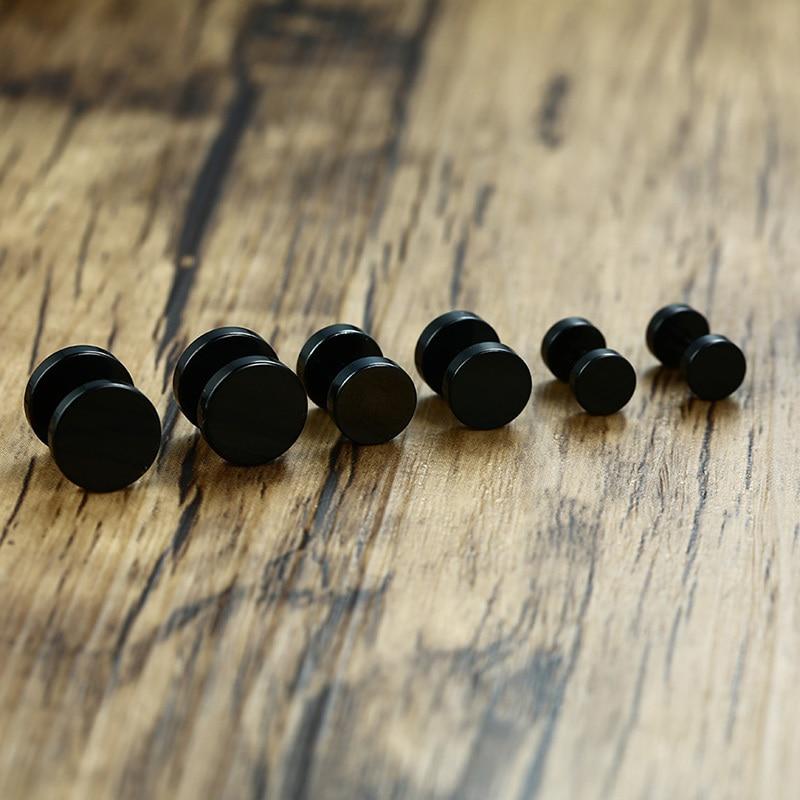 Stainless Steel Black Stud Unisex Earrings for Ear Plugs Tunnel 6 8 10 ...
