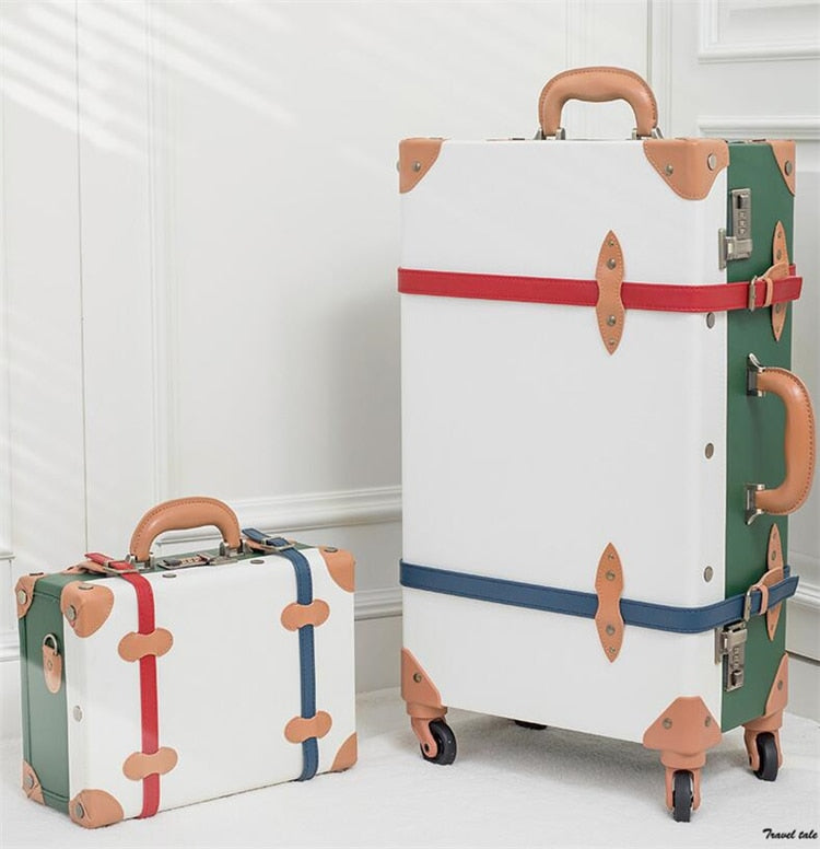 Unisex 20 24 26 Inch Vintage Retro Spinner Rolling Luggage Trolley Bag ...