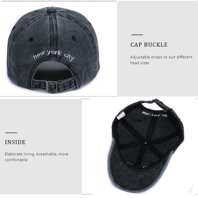 Vintage Cotton Adjustable Baseball Cap with Letter Pattern for Men Wom ...