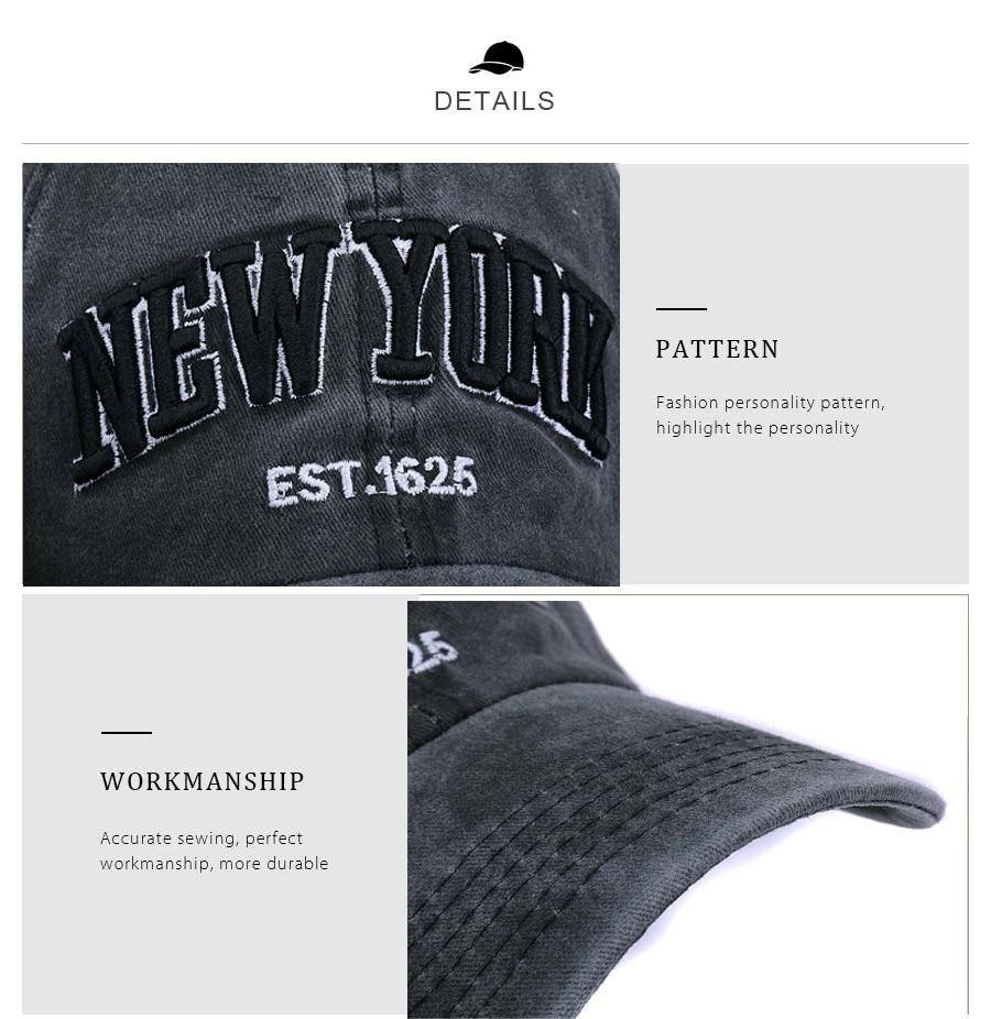 Vintage Cotton Adjustable Baseball Cap with Letter Pattern for Men Wom ...