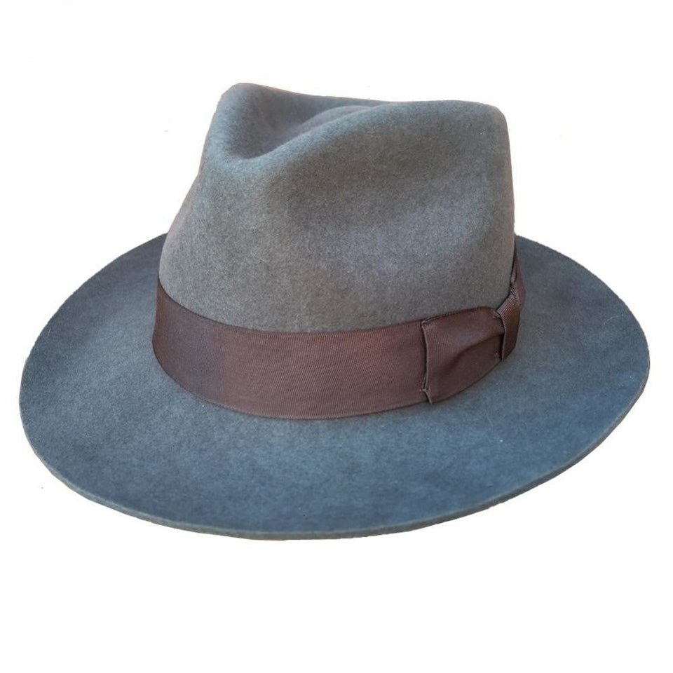 Vintage Gray Men's Wool Felt Victorian Gangster Fedora Godfather Hat ...