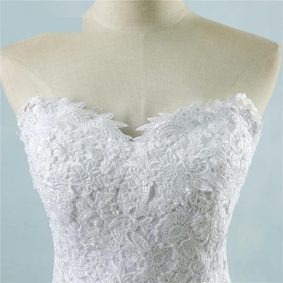 Vintage Plus Size Prom Gown Lace Bottom White Ivory Bridal Wedding Dre ...