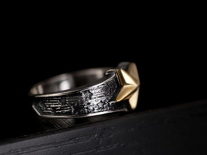 Vintage Punk Rock Retro Small Gold Color Star Sterling Silver Ring for ...