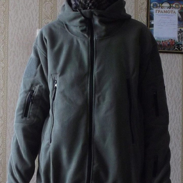 Winter Airsoft Military Fleece Tactical Thermal Hooded Jacket Coat ...