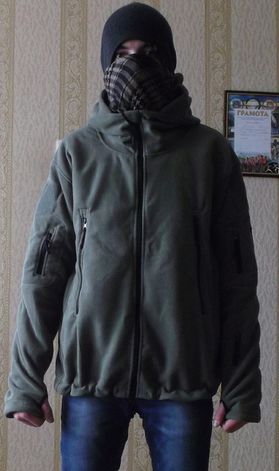 Winter Airsoft Military Fleece Tactical Thermal Hooded Jacket Coat ...