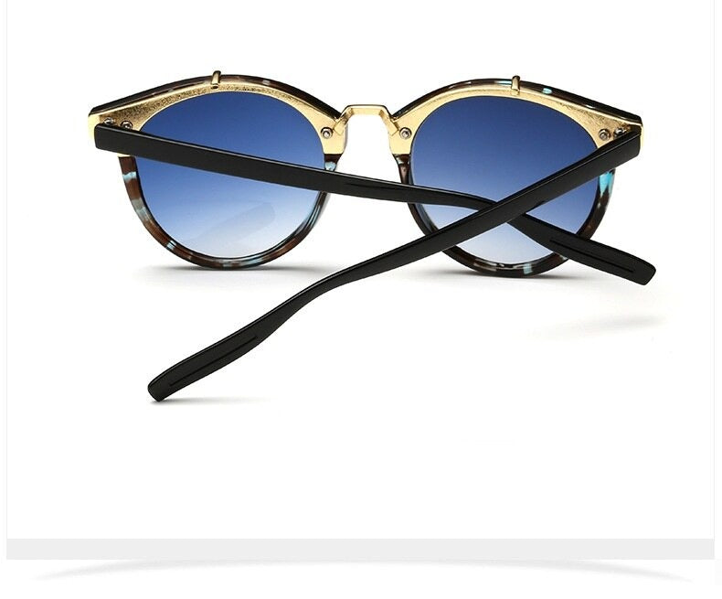 Women's Designer Round Plastic Frame Summer Sunglasses with Mirror Len ...