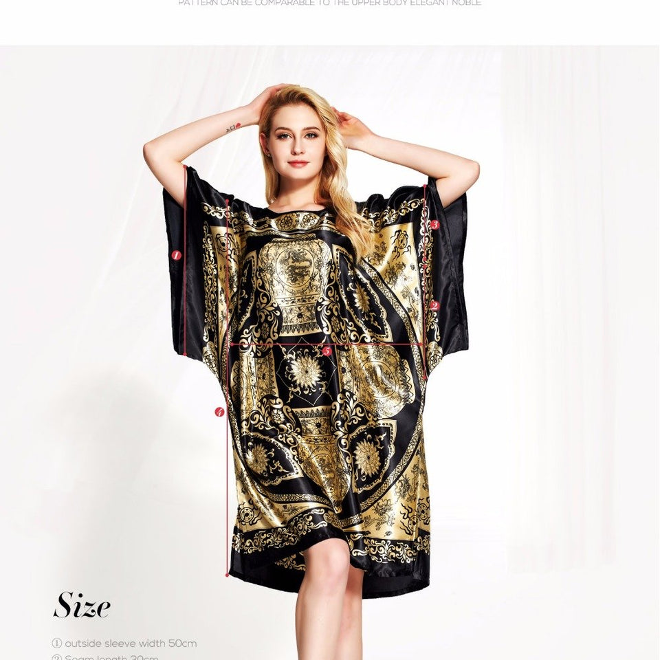Women's Home Clothing Chinese Knee-Length Robe Pajama Nightwear Bathro ...