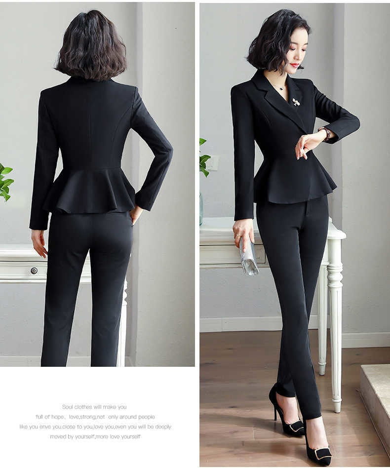 Women's Office Lady Style Formal Business Suits With Pants and Jackets ...