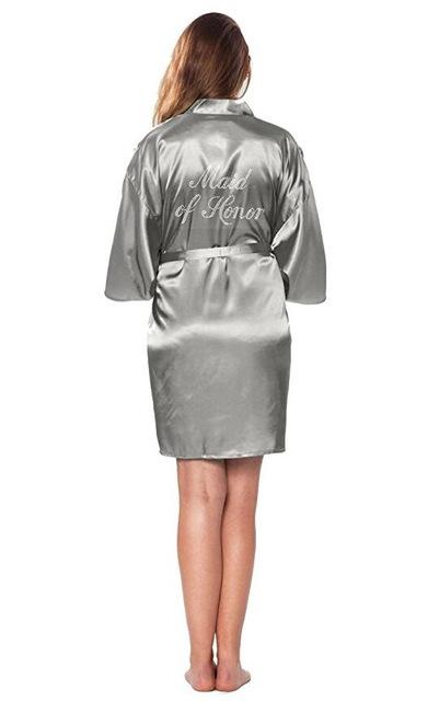 Women's White Satin Mini Night Bathrobe Wedding Bride Dress Robe Sleep ...