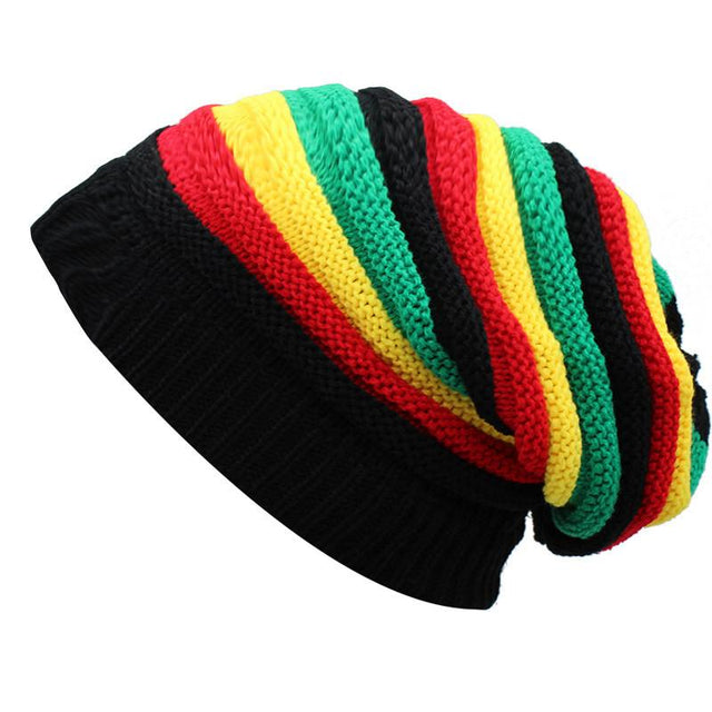 Women's Winter Casual Fashion Cotton Acrylic Striped Knitted Mask Caps ...