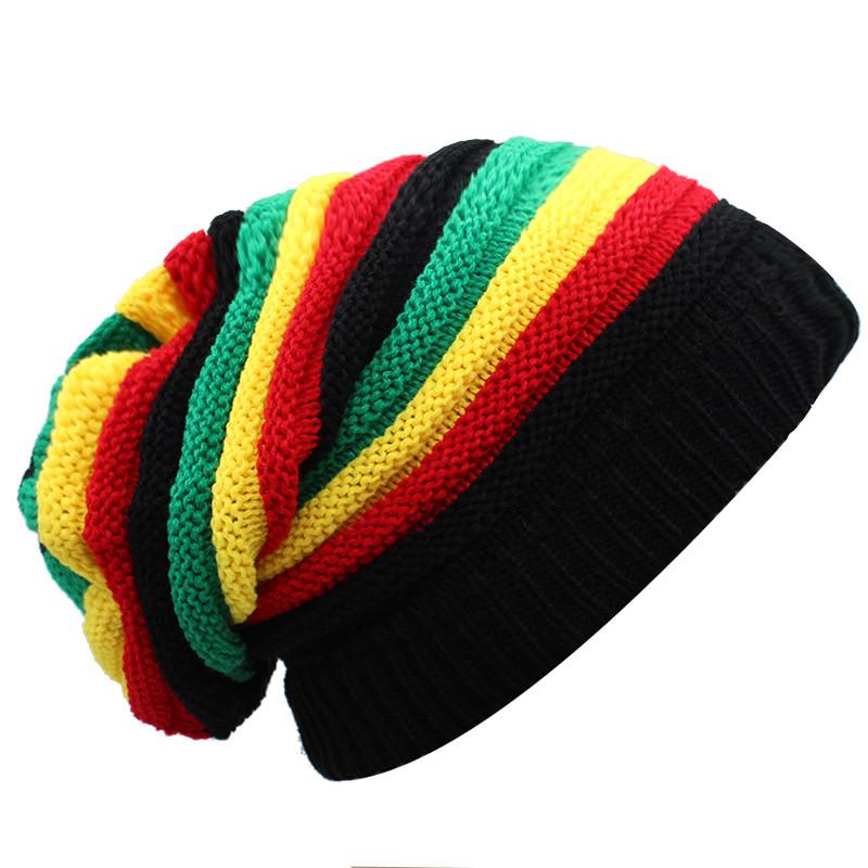 Women's Winter Casual Fashion Cotton Acrylic Striped Knitted Mask Caps ...